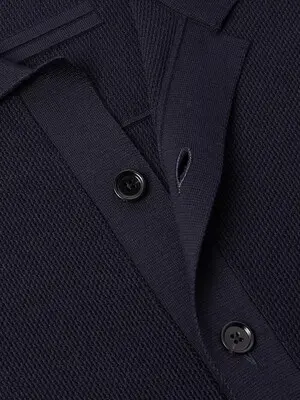 Zegna Camp-collar Wool-piqué Cardigan