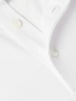 Zegna Leather-trimmed Cotton-piqué Polo Shirt - White