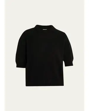 Khaite Davin Short-sleeve Cashmere Sweater - Black