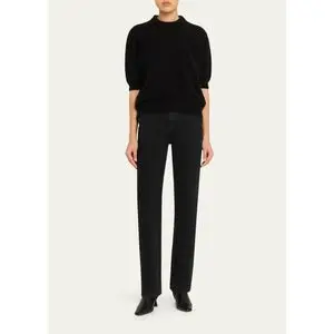 Khaite Davin Short-sleeve Cashmere Sweater - Black