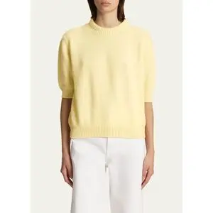 Khaite Davin Short-sleeve Cashmere Sweater - Black