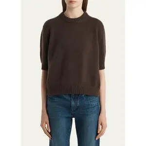 Khaite Davin Short-sleeve Cashmere Sweater - Black