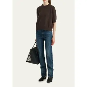 Khaite Davin Short-sleeve Cashmere Sweater - Black