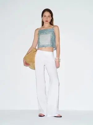 REFORMATION Kerri Linen Top - Blue