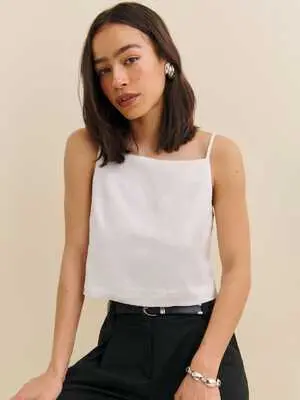 REFORMATION Kerri Linen Top - Ivory