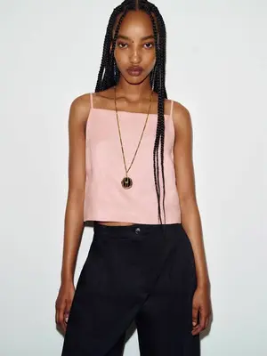 REFORMATION Kerri Linen Top - Pink