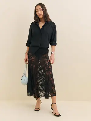 REFORMATION Mirabelle Knit Midi Skirt - Black