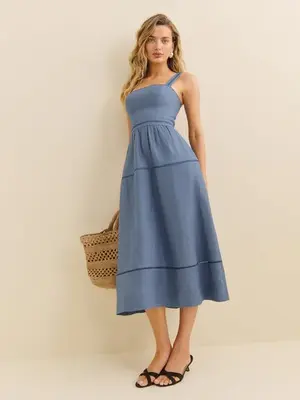 Square Neck Linen Dresses
