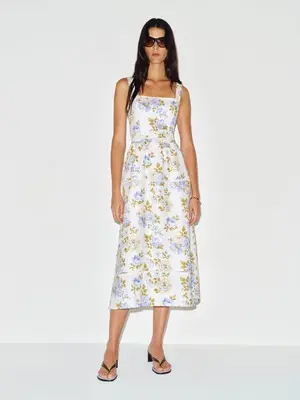 REFORMATION Everett Linen Midi Dress - Ivory