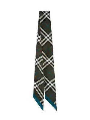 Burberry Skinny Checked Scarf - Brown