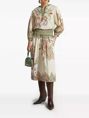 Etro Cotton Paisley Print Blouse - Neutrals
