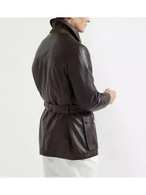 Brunello Cucinelli Leather Parka Jacket - Brown