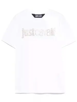Just Cavalli Rhinestone-logo T-shirt - White