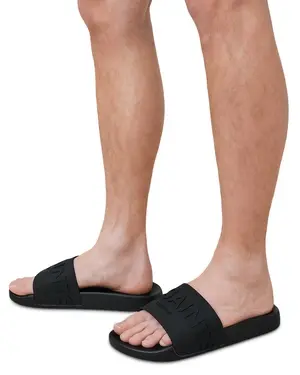 ALLSAINTS Embossed Logo Slides - Black