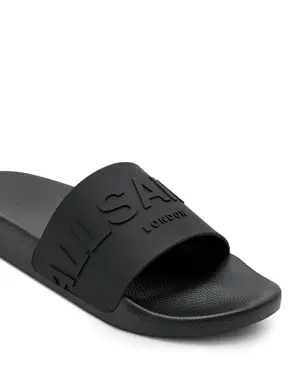ALLSAINTS Embossed Logo Slides - Black