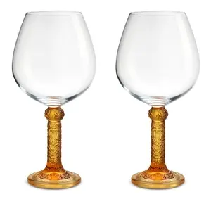 LIULI Flower Moon Goblet Duo, Set Of 2 - Amber