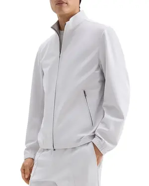 Theory Stand Collar Zip Jacket In Precision Ponte - Fog