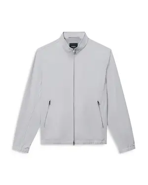 Theory Stand Collar Zip Jacket In Precision Ponte - Fog