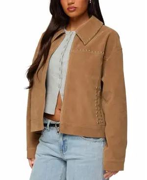 EDIKTED Studded Jacket - Tan