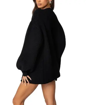 EDIKTED Mathilde Oversized V-neck Cardigan - Black