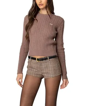 EDIKTED Beverly Bow Cable Knit Sweater