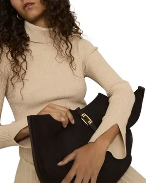 REISS Lyra Leather Tote - Chocolate