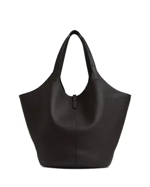 REISS Lyra Leather Tote - Chocolate
