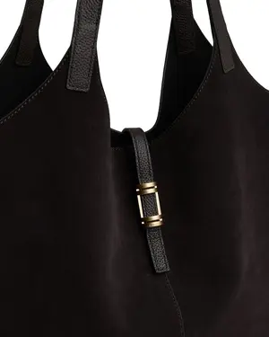 REISS Lyra Leather Tote - Chocolate