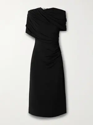 Stella McCartney Draped Cape-effect Stretch-jersey Midi Dress