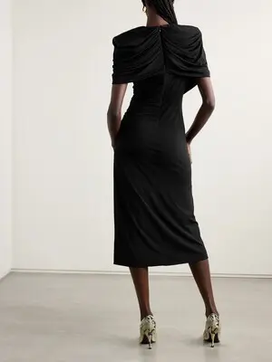 Stella McCartney Draped Cape-effect Stretch-jersey Midi Dress
