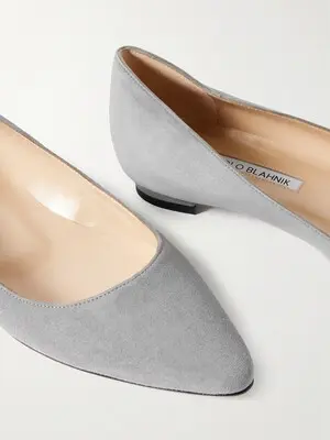 Manolo Blahnik Bb Suede Ballet Flats - Gray