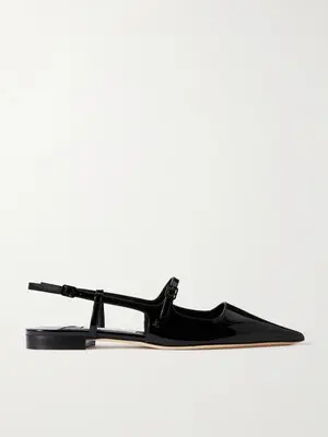 JIMMY CHOO Didi Patent-leather Slingback Flats
