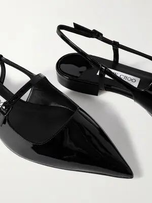 JIMMY CHOO Didi Patent-leather Slingback Flats