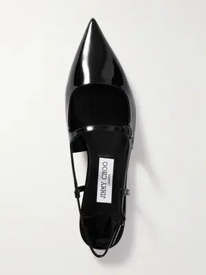 JIMMY CHOO Didi Patent-leather Slingback Flats