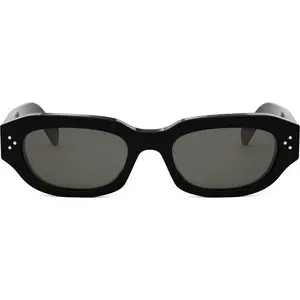 Celine 54mm Geometric Sunglasses - Shiny Black / Smoke