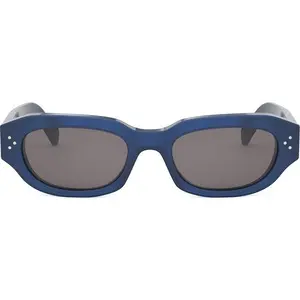 Celine 54mm Geometric Sunglasses - Shiny Blue / Smoke