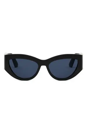 Dior Tribales B1i 55mm Cat Eye Sunglasses - Shiny Black / Blue