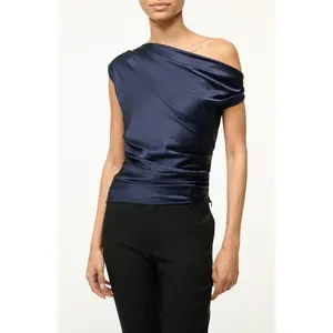 Staud Phare One-shoulder Stretch Silk Top