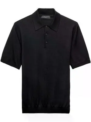 Prada Fine-knit Polo Shirt - Black