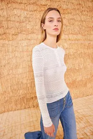 Ulla Johnson Felix Top Long Sleeve Mesh Knit