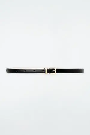 Cos Reversible Slim Leather Belt - Black