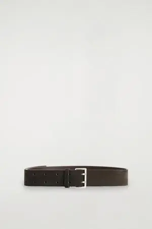 Cos Double-prong Suede Belt - Brown