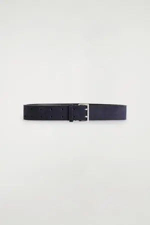Cos Double-prong Suede Belt - Navy