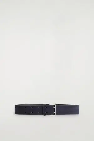Cos Double-Prong Suede Belt Navy