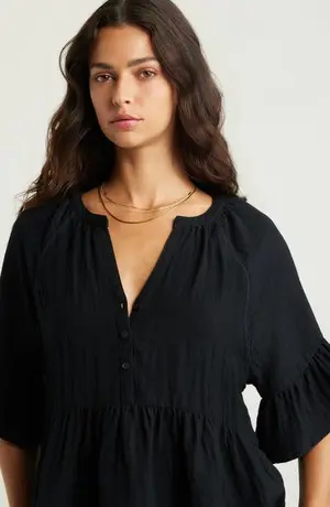 Treasure & Bond Ruffle Peplum Top - Black