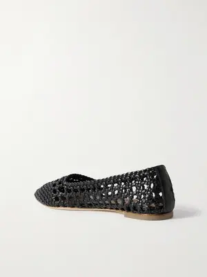 Staud Nell Woven Leather Ballet Flats - Black
