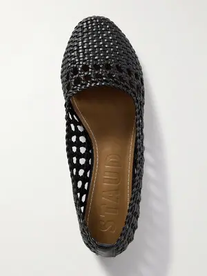 Staud Nell Woven Leather Ballet Flats - Black