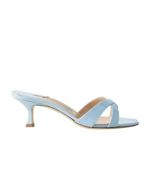 Manolo Blahnik Manolo Blahnik Callamu 50 Patent-leather Mules Light Blue