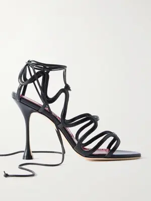 Manolo Blahnik Fawda 105 Leather Sandals - Black