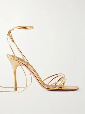 Amina Muaddi Gold Tone Sandals For Women